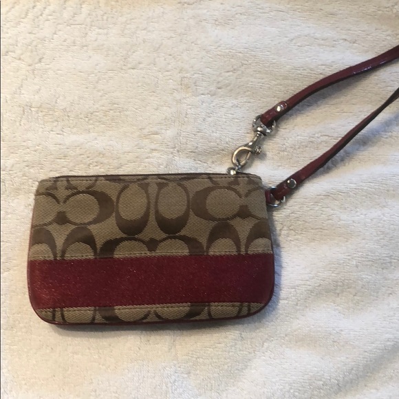 Coach | Bags | Coach Wristlet Traditional Coach Pattern Red | Poshmark